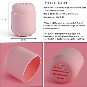 BEZOX Makeup Sponge Holder, Silicone Travel Beauty Sponges Case, Cosmetic Face Blender Drying Container (BLENDER NOT INCLUDED) - Pink