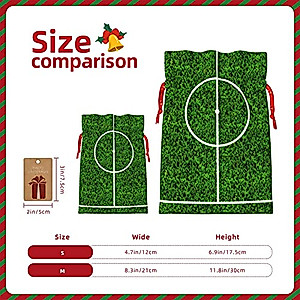 Drawstrings Christmas Gift Bags Football-Field-3d-Soccer Presents Wrapping Bags Xmas Gift Wrapping Sacks Pouches Medium