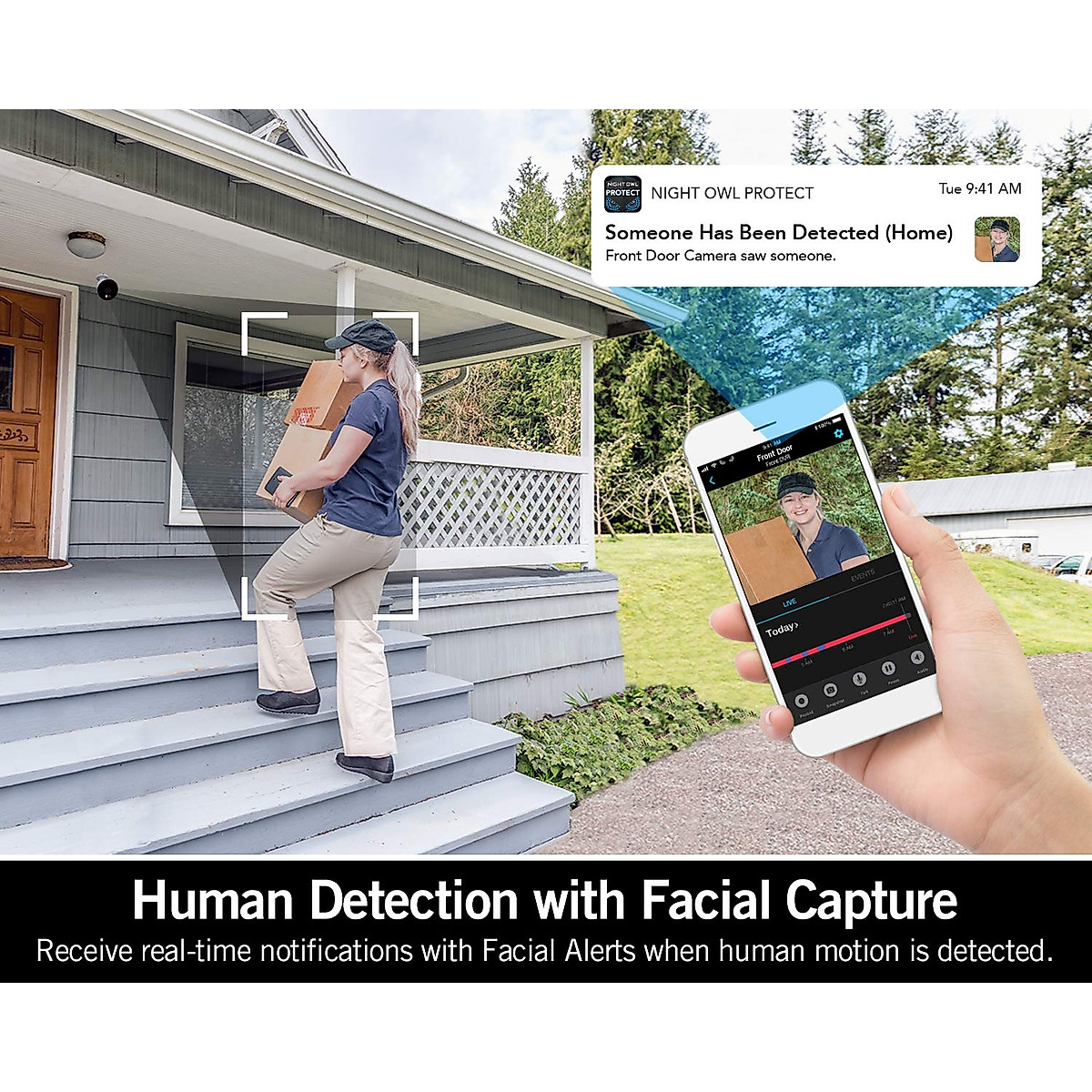 Night Owl AC Powered 1080p HD Wi-Fi IP Indoor/Outdoor Camera with 100 ft. of Night Vision, 2-Way Audio, Built-in Spotlight, Wide Viewing Angle and Free Remote Viewing App