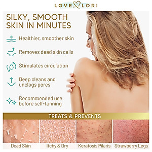 LOVE, LORI Exfoliating Glove (Set of 2) - 100% Viscose Fiber Exfoliating Mitt - Dead Skin Remover for Body, Keratosis Pilaris & Self Tanning - Improve Skin Texture - Self Care Gifts for Women