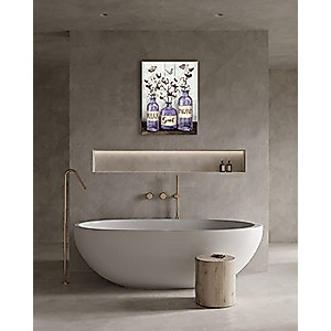 Purple Bathroom Decor Wall Art Rustic Cotton Flowers Bathroom Pictures for Wall Farmhouse Bathroom Canvas Prints Country Relax Soak Unwind Signs Painting Modern Home Artwork for Bathroom 12"x16"