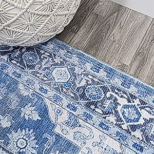 JONATHAN Y WSH109B-3 Maris Ornate Medallion Machine Washable Indoor Bohemian Transitional Area Rug,High Traffic,Kitchen,Living Room,Backyard,Non Shedding,3 X 5,Blue/Navy