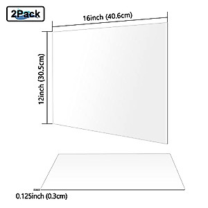 2 Pack Acrylic Sheets, Cranviech Clear Cast Plexiglass Sheet 12" x 16" x 1/8" Glass Alternative for Sign DIY Display Projects Photo Frame Craft Handcraft Painting