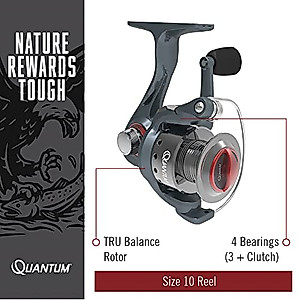 Quantum Optix Spinning Fishing Reel, Size 10 Reel, Changeable Right- or Left-Hand Retrieve, Aluminum Spool, Stainless Steel Bail Wire, 5.2:1 Gear Ratio, Silver, Clam Packaging