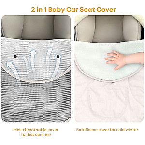 Baby Car Seat Cover,Winter Car Seat Cover for Babies Car Seat or Stroller,2 in 1Universal Infant Car Seat Cover for Boys & Girls-Keeps Baby Warm and Cozy,Zipped Baby Carseat Cover Fit for All Season