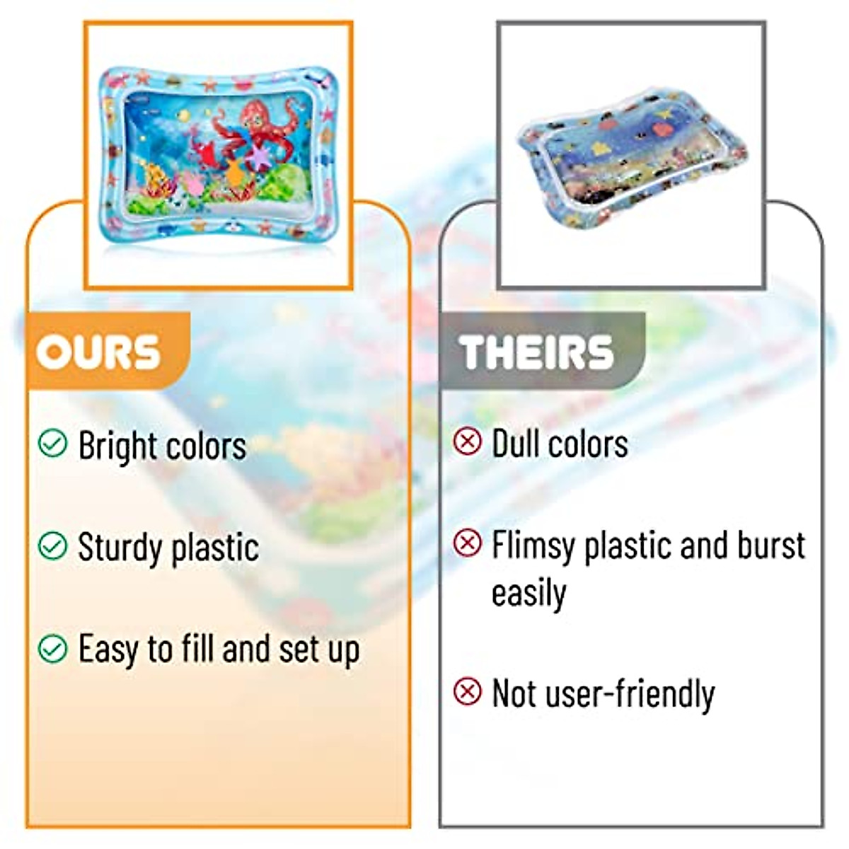 Mr. Pen- Inflatable Tummy Time Water Mat, Water Mat for Babies, Infant Water Mat, Baby Water Pad, Water Tummy Time Mat, Baby Water Mat Tummy Time, Baby Mat for Floor Tummy Time