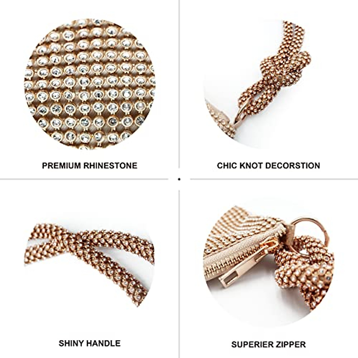 OOTD LAND Evening Clutch Bag Sparkly Rhinestone Purse for Wedding Engagement Ladies Sparkling Party (Gold-S)