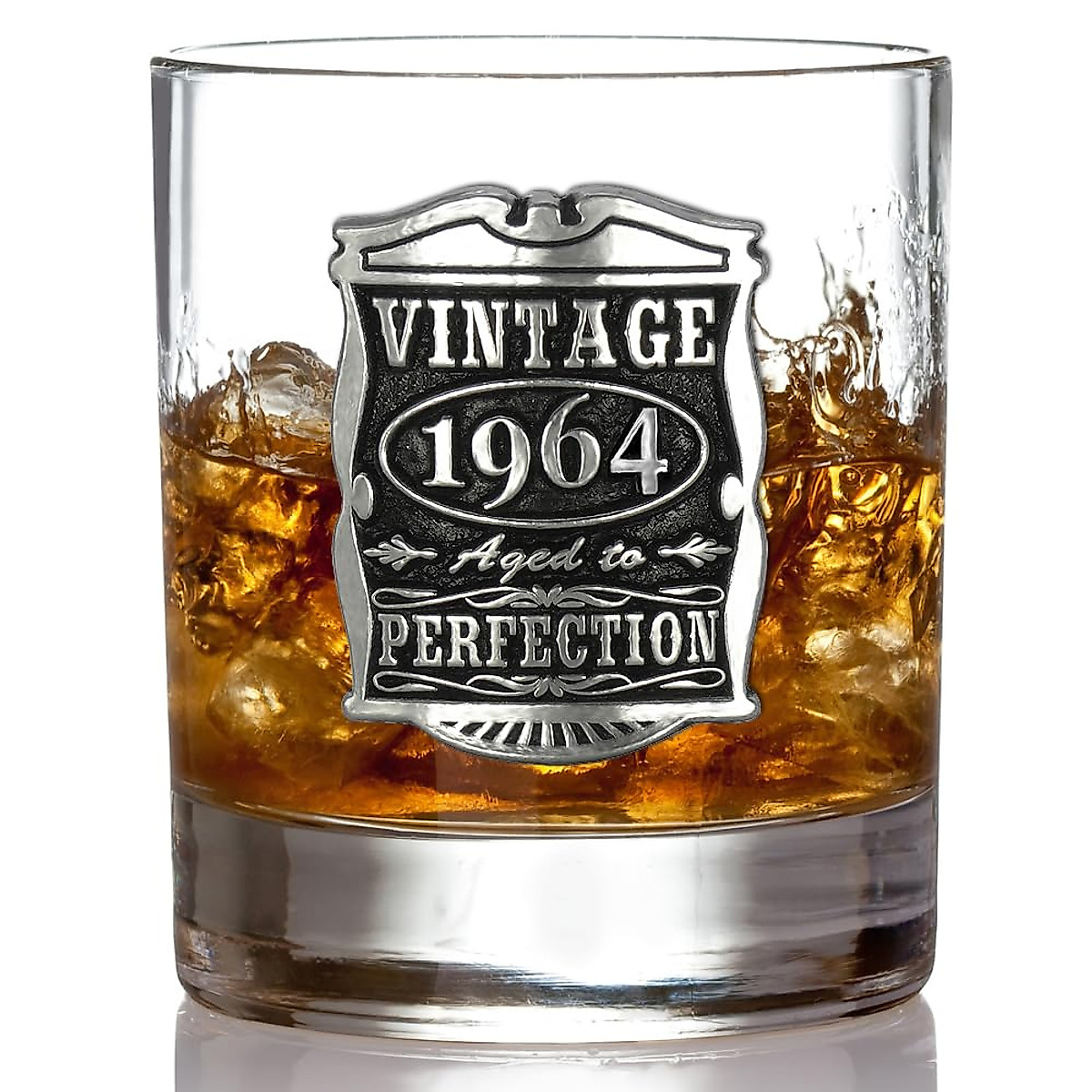 English Pewter Company Vintage Years 1964 60th Birthday or Anniversary Old Fashioned Whisky Rocks Glass Tumbler - Unique Gift Idea For Men [VIN002]