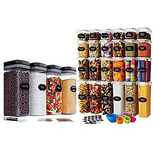 Chef's Path Airtight Food Storage Containers (28 Pack) for Kitchen & Pantry Organization - BPA Free Cereal, Spaghetti, Sugar & Snack Cannisters for Pantry Storage - Free Marker Labels & Measuring Cups