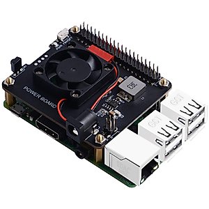 GeeekPi DockerPi Power Board for Raspberry Pi 4 Model B & Raspberry Pi 3B+, Power Supply with Safe Shutdown Auto Cooling Fan Expansion Board for Stack DockerPi Module & Raspberry Pi 2B/3B