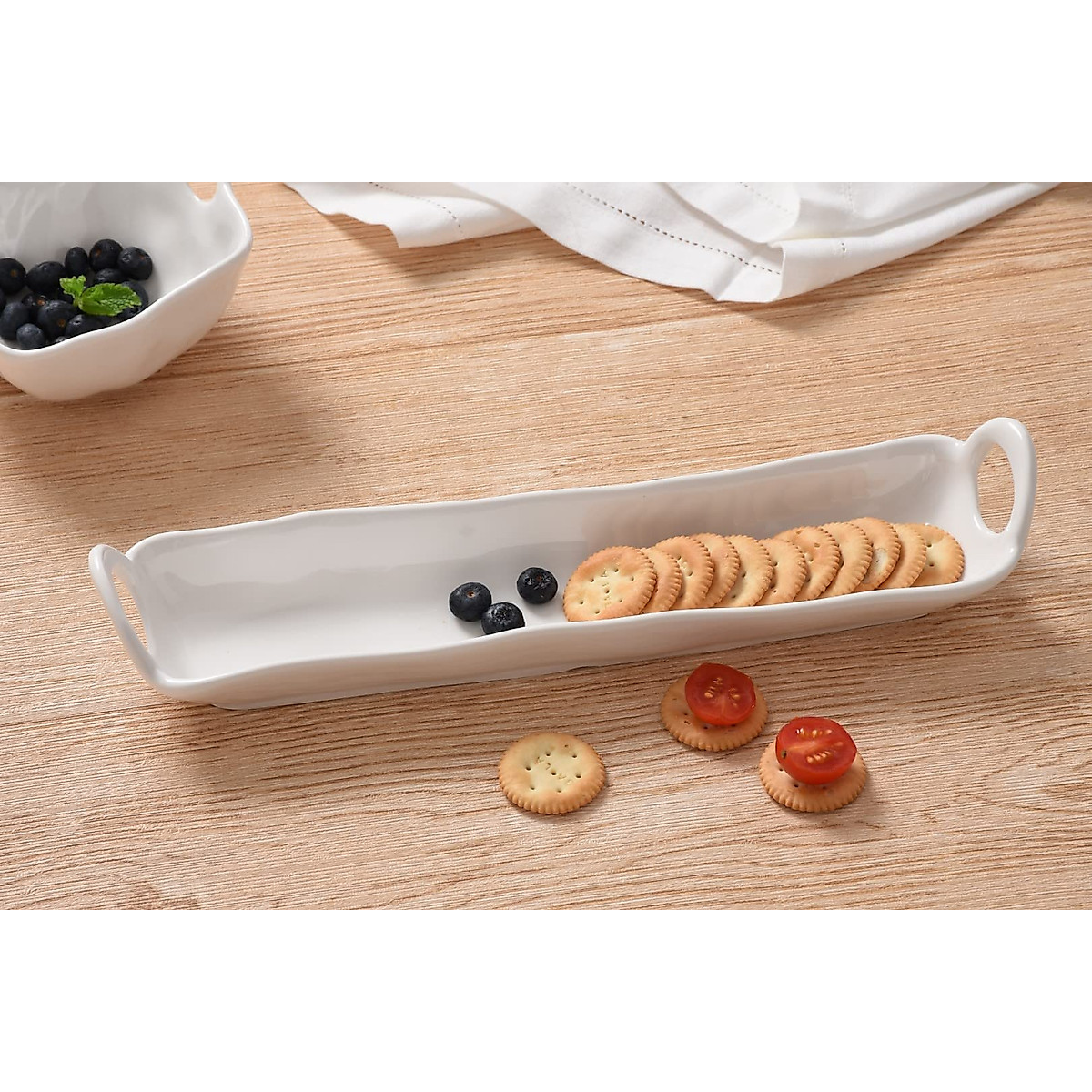 Pampa Bay Shatterproof Melamine Cracker Tray, 14.3 x 3.3 Inch, Food, Freezer, Dishwasher Safe, White