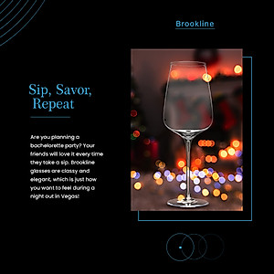 Brookline Wine Glass - Premium Crystal Italian Style Hand Blown, Long Stem 17.50 oz Red and White Wine Glass Set - Ultra Thin Stem Durable Glassware - Gift for Wedding, Birthdays and Party Glasses