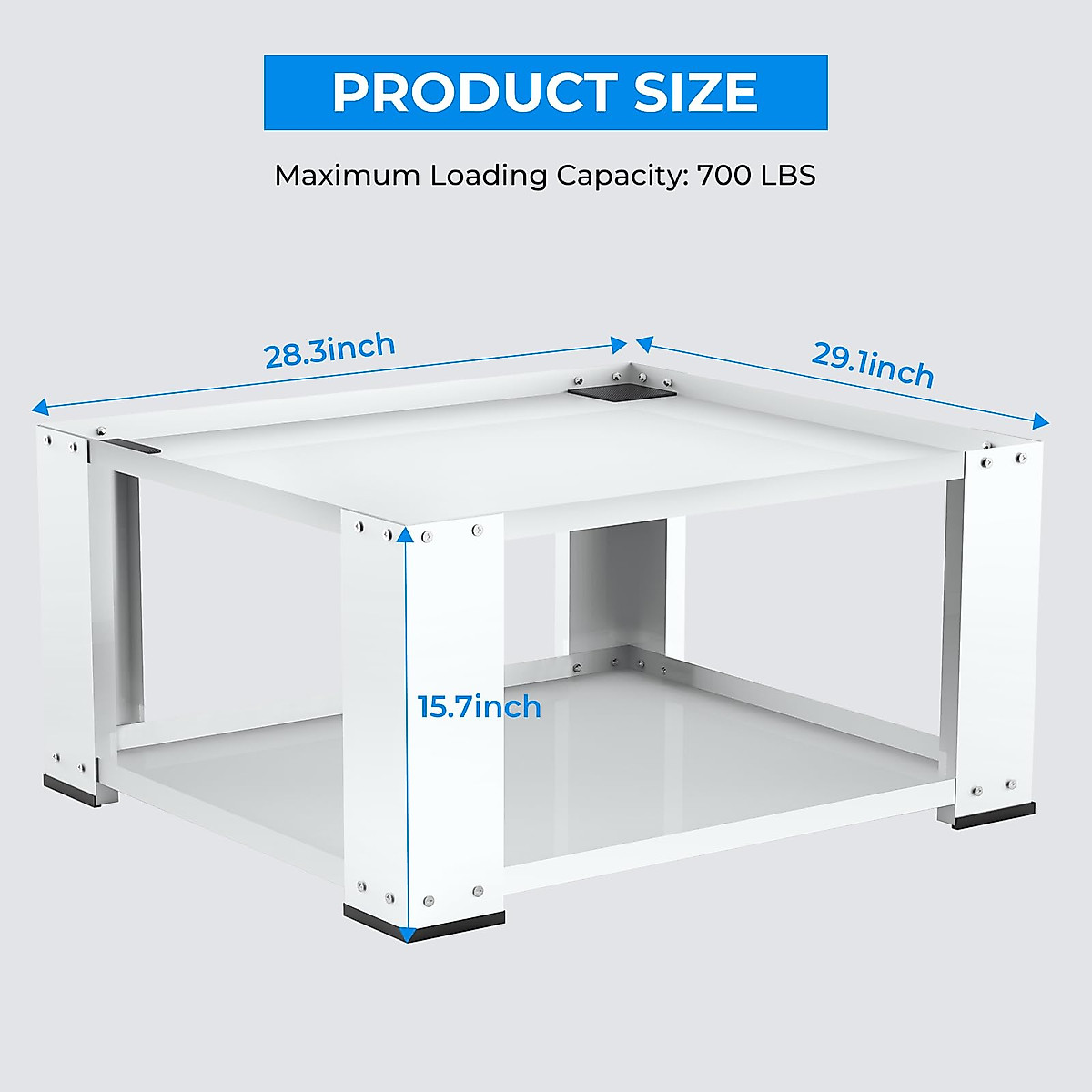 Laundry Pedestal for Washer and Dryer - Fit 27 and 28 Inch Washer and Dryer Stand Heavy Duty Steel 700lbs Capacity Universal Washing Machine Raiser 15.7'' Height White