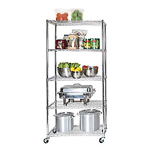 Seville Classics UltraDurable Heavy Duty NSF Solid Steel Wire Rack Storage Unit, Organizer for Garage, Warehouse, Office, Restaurant, Classroom, Kitchen, Steel, 5-Tier Shelving, 36" W x 18" D