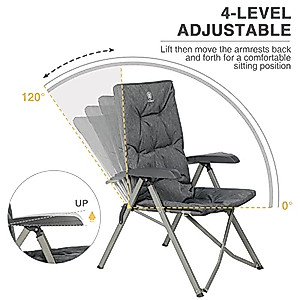 EVER ADVANCED Adjustable Folding Reclining Patio Chair Thick Padding Outdoor Indoor Garden Balcony Lawn Recliner for Adults 300 lbs