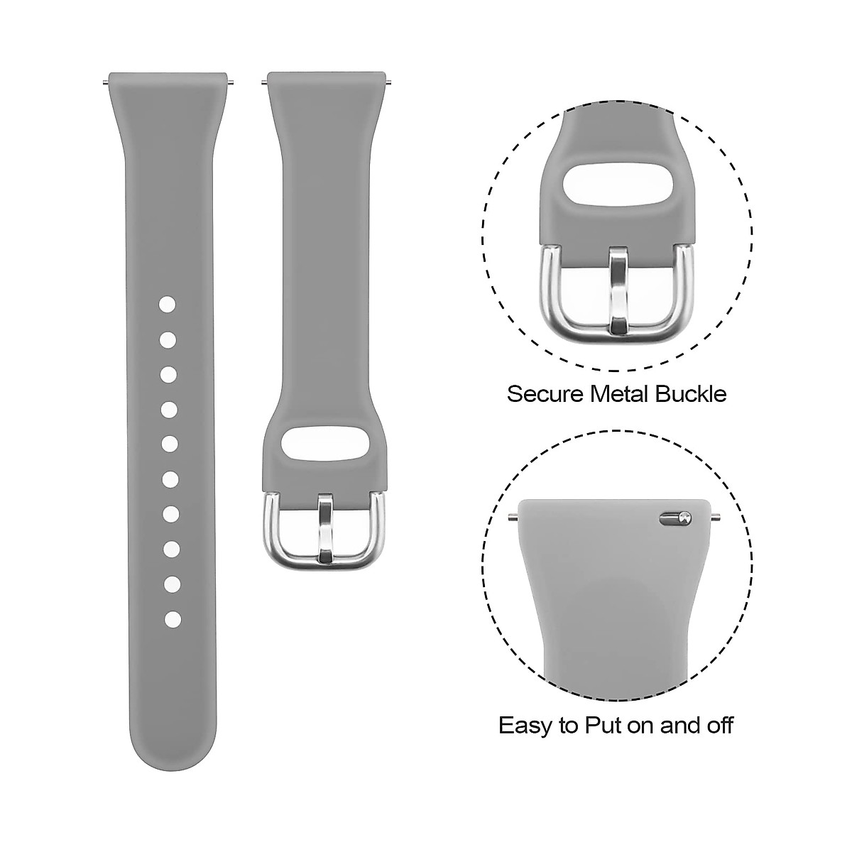 Vancle 3 Pack Slim Bands for Samsung Galaxy Active 2 Watch Bands 40mm 44mm Women Men, 20mm Soft Silicone Sport Strap Replacement Wristbands for Samsung Galaxy Active/Active 2 (Black/Gray/White)