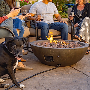 Bond Manufacturing 67504 Mondavi 36" Round 65,000 BTU Faux Concrete Gas Fire Bowl, Height: 12.5&quot, Brown