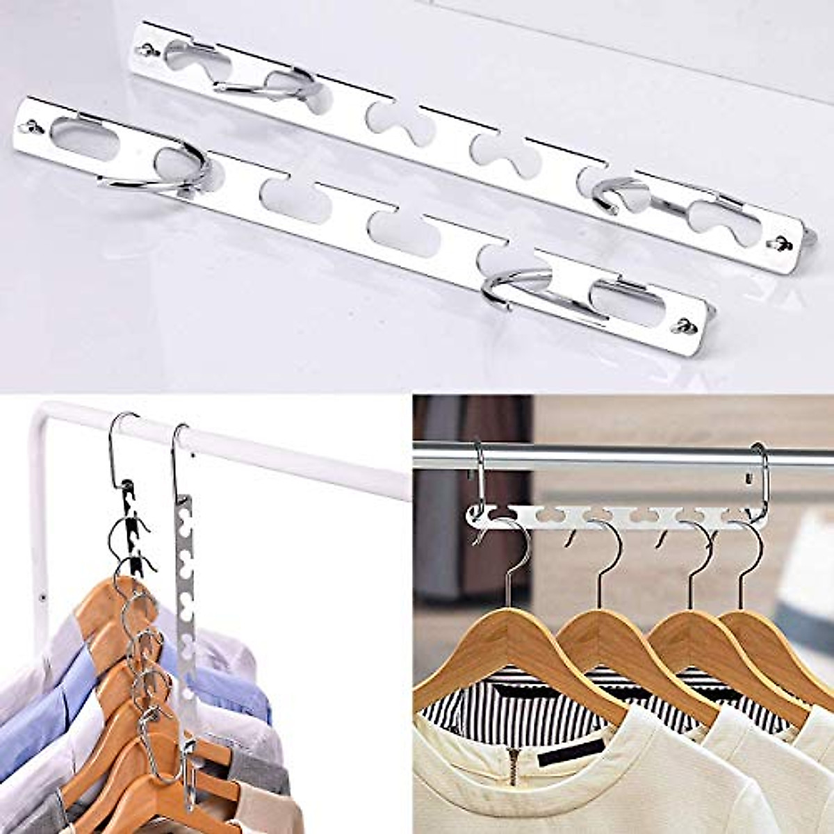 HXcomet Magic Hangers, 6 Pcs Multifunctional Space Saving Closet Clothing Hangers Organizer with Updated Hook for Clothes Trouser Coat Portable Durable