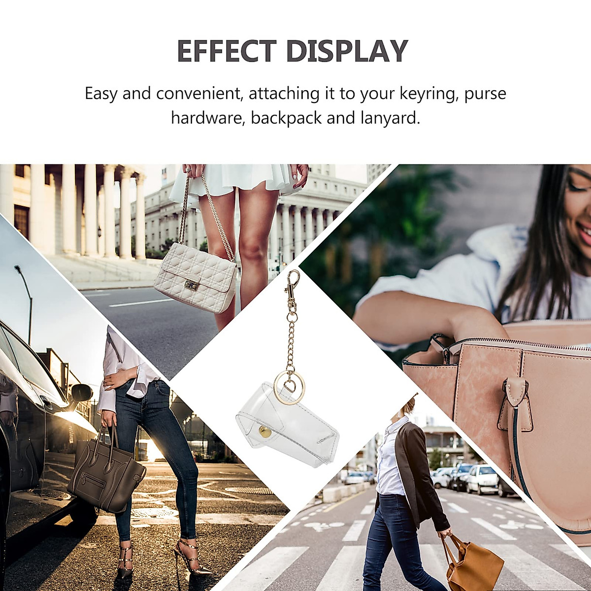 VALICLUD Clear Lipstick Keychain 2 pack keychain holder lip balm keychain holder keychain cap Keychain Clear