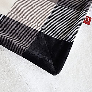 SOCHOW Buffalo Plaid Sherpa Fleece Throw Blanket, Double-Sided Checkered Super Soft Luxurious Bedding Blanket 60 x 80 inches, Black/White