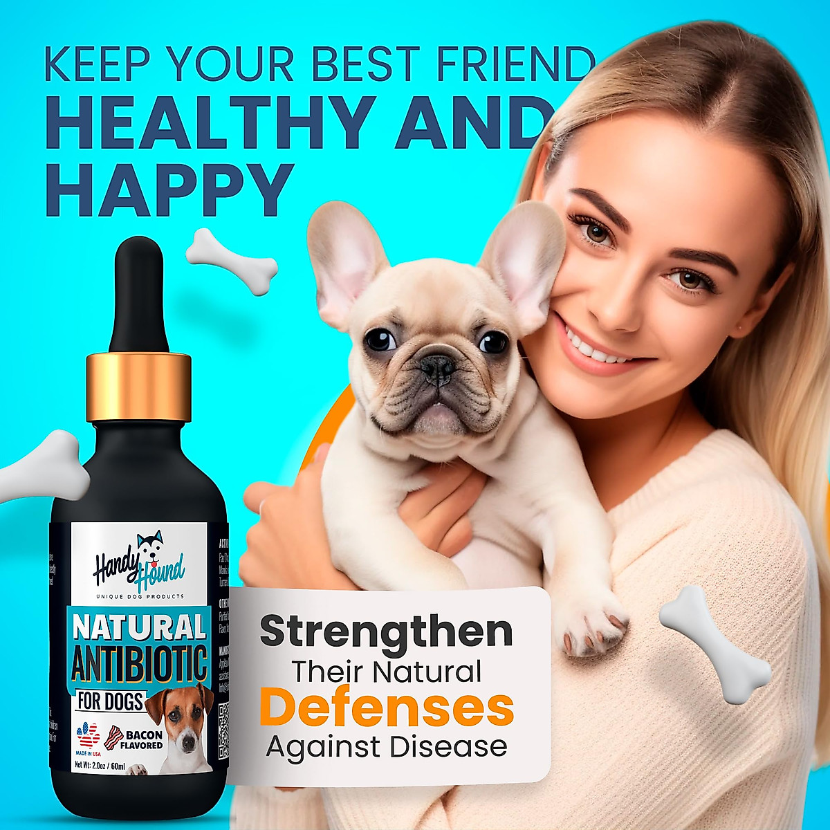 Natural Antibiotics for Dogs – Gentle, Effective Dog Antibiotic - Provides Dog Allergy Relief and Dog Itching Skin Relief - Premium Antibiotics for Dogs with Bacon Flavor