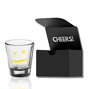 Tipsy Umbrella “SMILEY FACE” Shot Glass (BLACK) (1.75 oz) (2)
