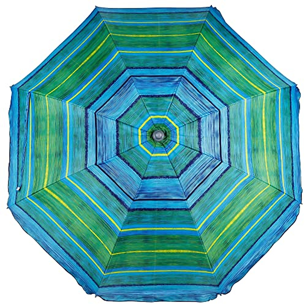 Ridota 7.2' Beach Umbrella with Sand Anchor, Outdoor Portable Beach Umbrella for Sand with Tilt Pole, Carry Bag, Air Vent, Green Stripes