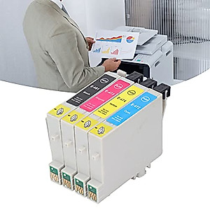 Hilitand 4PCS Ink Cartridge Smoothly Ink Output Large Capacity 4 Colors BK C M Y Cartridge Combo Pack for Printer Accessories (T0461/T0472/T0473/T0474)