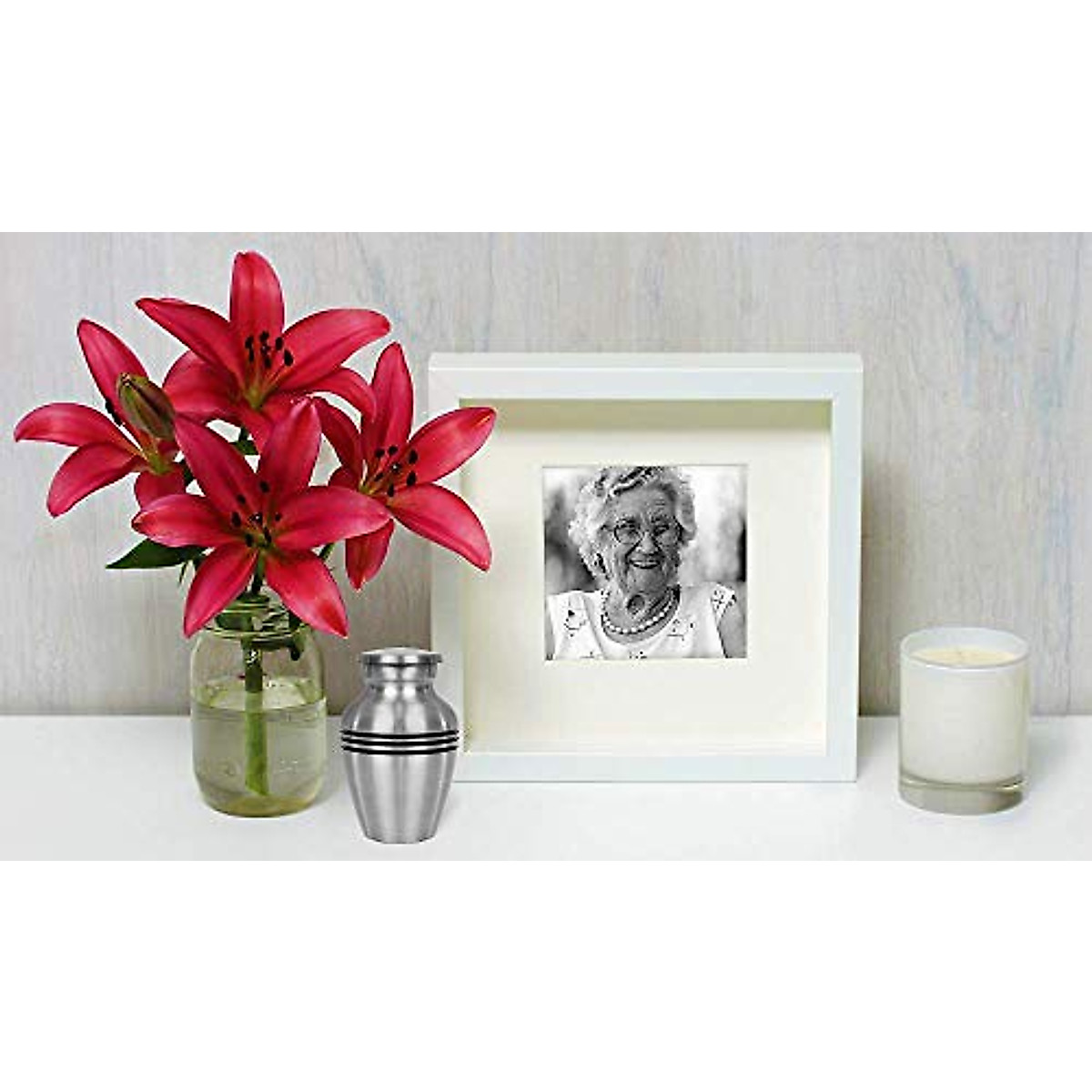 Trupoint Set of 4 Small Urns for Human Ashes Adult Male or Female - Holds 0.75 Lbs. Per Mini Urn, 2.75" x 1.75" Mini Cremation Urns, Keepsake Burial Urns with Case & Bags - Pewter