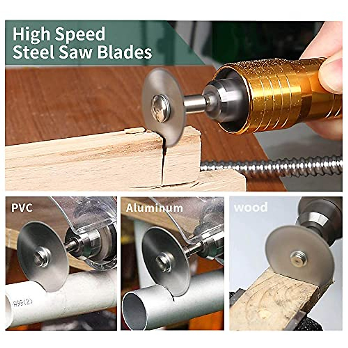 Cutting Wheel Set for Dremel Rotary Tool, HSS Circular Saw Blades, Resin Cutting Discs, 545 Diamond Cutting Wheel, Accessories Cutting Discs with 1/8" Shank for Wood Glass Plastic Stone Metalwith