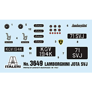 Italeri 3649 Model Plastic to Assemble Car Lamborghini Miura Jota Svj- Model Kit Scale 1:24