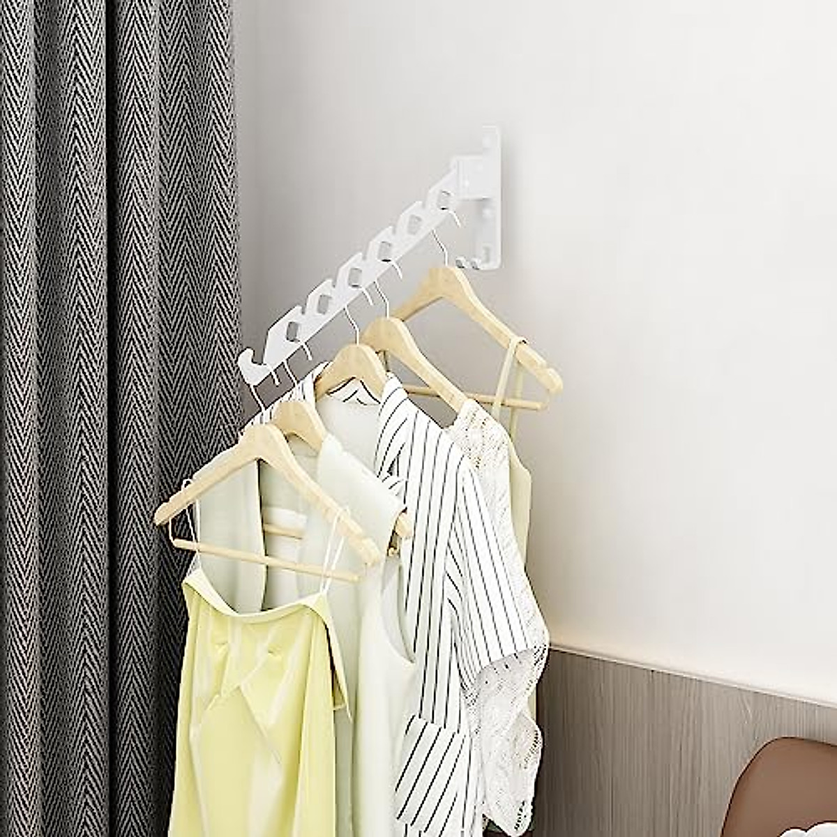 dancrul White Clothes Hanger Rack Wall Mounted Drying Rack Coat Hook Laundry Room Accessories Closet Organizer