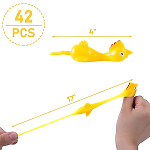 POPLAY 42PCS Flying Chicken Slingshot, Flicking Rubber Chickens Sling Shot Funny Gag Gifts for Kids Adults Party Favors Birthday Goodie Bags Stuffers Novelty Classroom Exchange Gifts