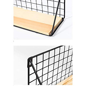 FHelectronic Floating Shelves Wall Mounted Rustic Metal Wire Storage Shelves fit for Bedroom, Living Room, Bathroom, Kitchen, Office and More (Large)
