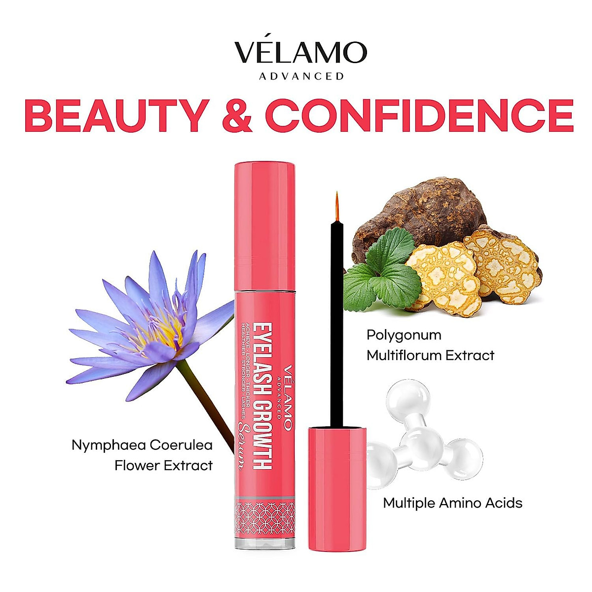 Eyelash Growth Serum, Lash Serum for Eyelash Growth, Eyelash Serum to Grow Lashes in 3-4 Weeks, Lash Growth Serum & Brow Growth Serum for Longer, Thicker, and Fuller Eyelashes, 5ML