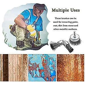 Mixiflor 9 Pack Wire Wheels Brush for Drill, 1 Inch Knotted and Plated Crimped Drill Wire Brush, Wire Brush Drill Attachments for Derusting, Paint Removal