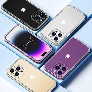 COOLQO Compatible for iPhone 14 Pro Max Case with Screen Protectors, Military Grade Drop Protection, Dual Layer Design Non-Yellowing Heavy Duty Protective Shockproof Phone Bumper Case, Clear