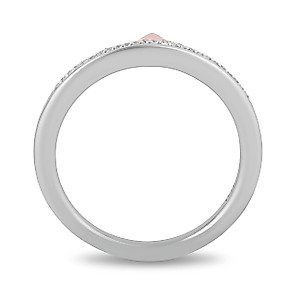 Jewelili Enchanted Disney Fine Jewelry Aurora and Maleficent Duo Stack Ring in Black Rhodium and Rose Gold Over Sterling Silver 1/5 CTTW with Treated Black and Natural White Round Diamonds, Size 8