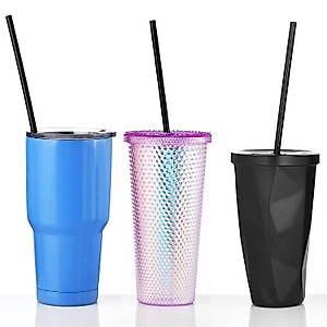 ALINK 13 inch Extra Long Reusable Plastic Black Straws, 12-Pack Tumbler Straws for Stanley Cups, 1 Gallon, 64 oz 40 oz 32 oz Water Bottles, Pack of 12 with Cleaning Brush