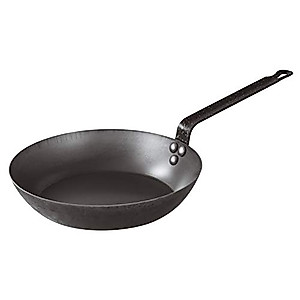 BelleVie Black Carbon Steel 16-gauge Browning Frying Pan, Dia 11 7/8" x H 2 1/4""