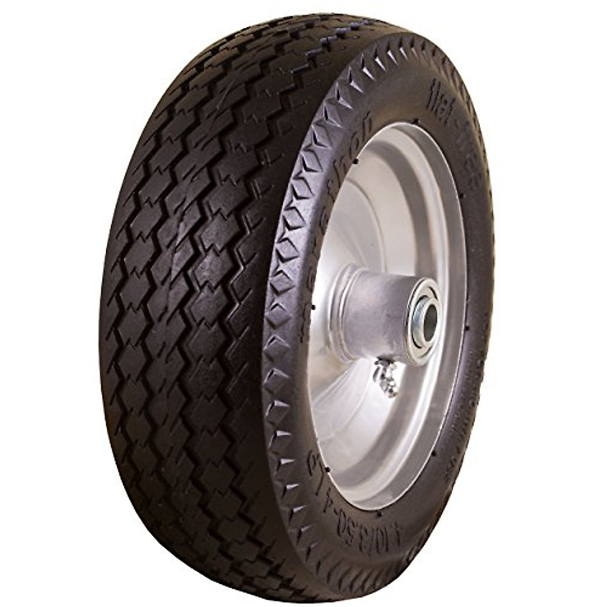 Marathon 4.10/3.50-4" Flat Free, All Purpose Utility Tire on Wheel, 3" Centered Hub, 5/8" Bearings