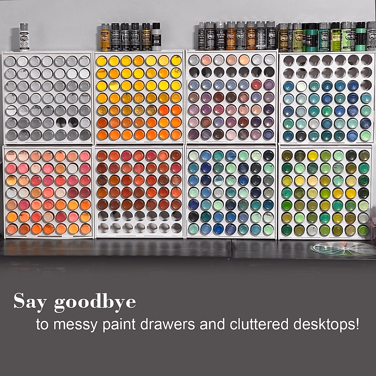 Anmboor 2pack Acrylic Paint Organizer 49 Holes Craft Paint Storage for for Apple Barrel, Folkart 2oz Craft Paints