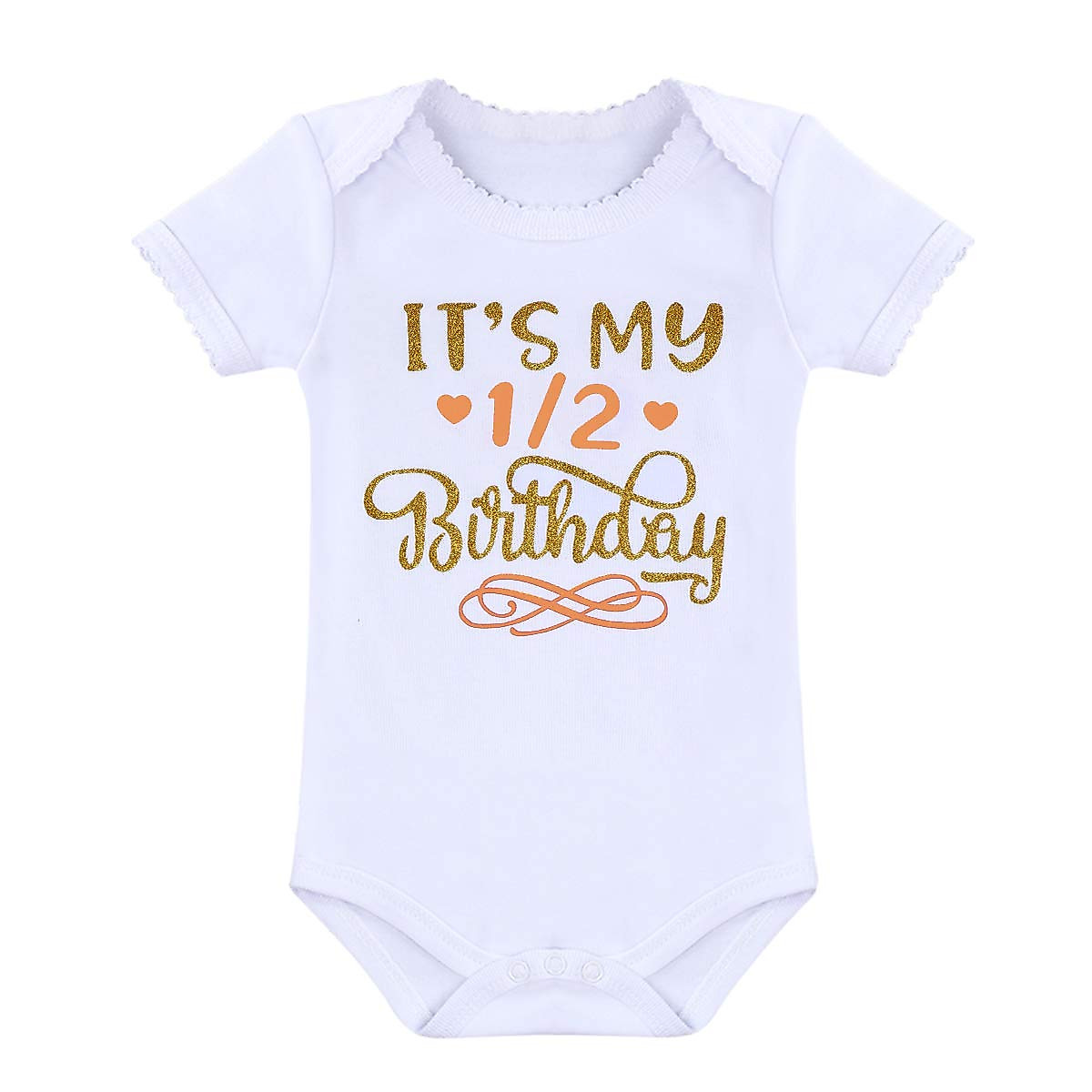 Infant Baby Girl Half Birthday Outfit It's My 1/2 Birthday Cake Smash Tutu Set Cotton Short Sleeve Romper Tulle Skirt Sequin Bowknot Headabnd Leg Warmers 4pcs Clothes Set Photo Props Yellow 6 Months