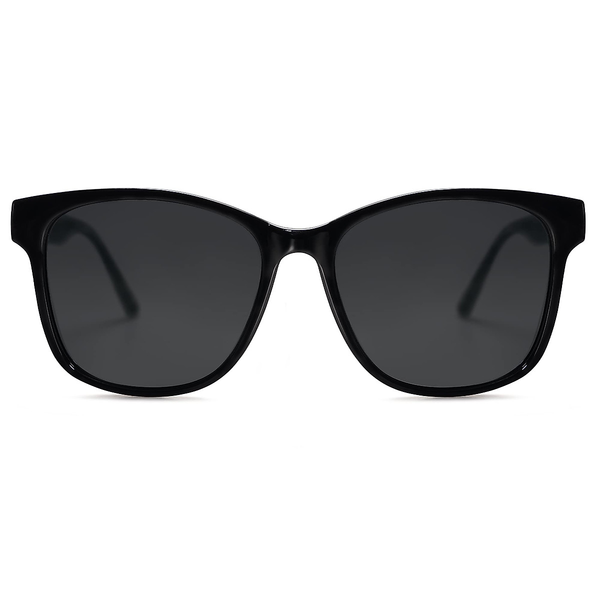 SOJOS Polarized Sunglasses Womens Mens Trendy Square Vintage Shades SJ2203,Black/Grey