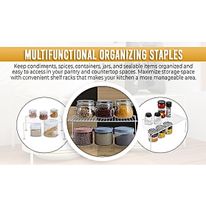 YBM Home White Wire Cabinet Helper Shelf Organizer and Storage Rack Helper for Kitchen, Expandable Kitchen Counter and Cabinet Shelf (1, 16"L x 9.75"W x 5.5"H)