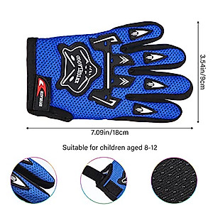 Frienda Kids Motorcycle Gloves Power Sports Racing Gloves Riding Dirty Bike Gloves Winter Bike Cycling Gloves for Riding Cycling Hiking Children Outdoor Sports (Royal Blue)