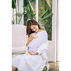 Konny Baby Carrier Elastech Luxury Carrier Wrap, Easy to Wear Baby Wrap Carrier, Perfect Essentials Cloths for Newborn Babies up to 44 lbs, (Lavender, L)