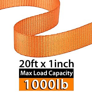 JCHL Sturdy 20-foot-by-1-inch Tie Down Strap Lashing Strap Cargo Tie-Down Strap Padded Cam Lock Buckle 1000lbs Capacity (4-Pack)