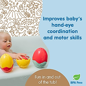 Dr. Brown's Baby and Toddler Toothbrush, Green Dinosaur 1-Pack 1-4 Years, CleanUp Float & Hatch Dino Eggs Bath Toy, 6m+, Dino-Soft Baby Bath Spout Cover, BPA Free, Certified Plastic Neutral