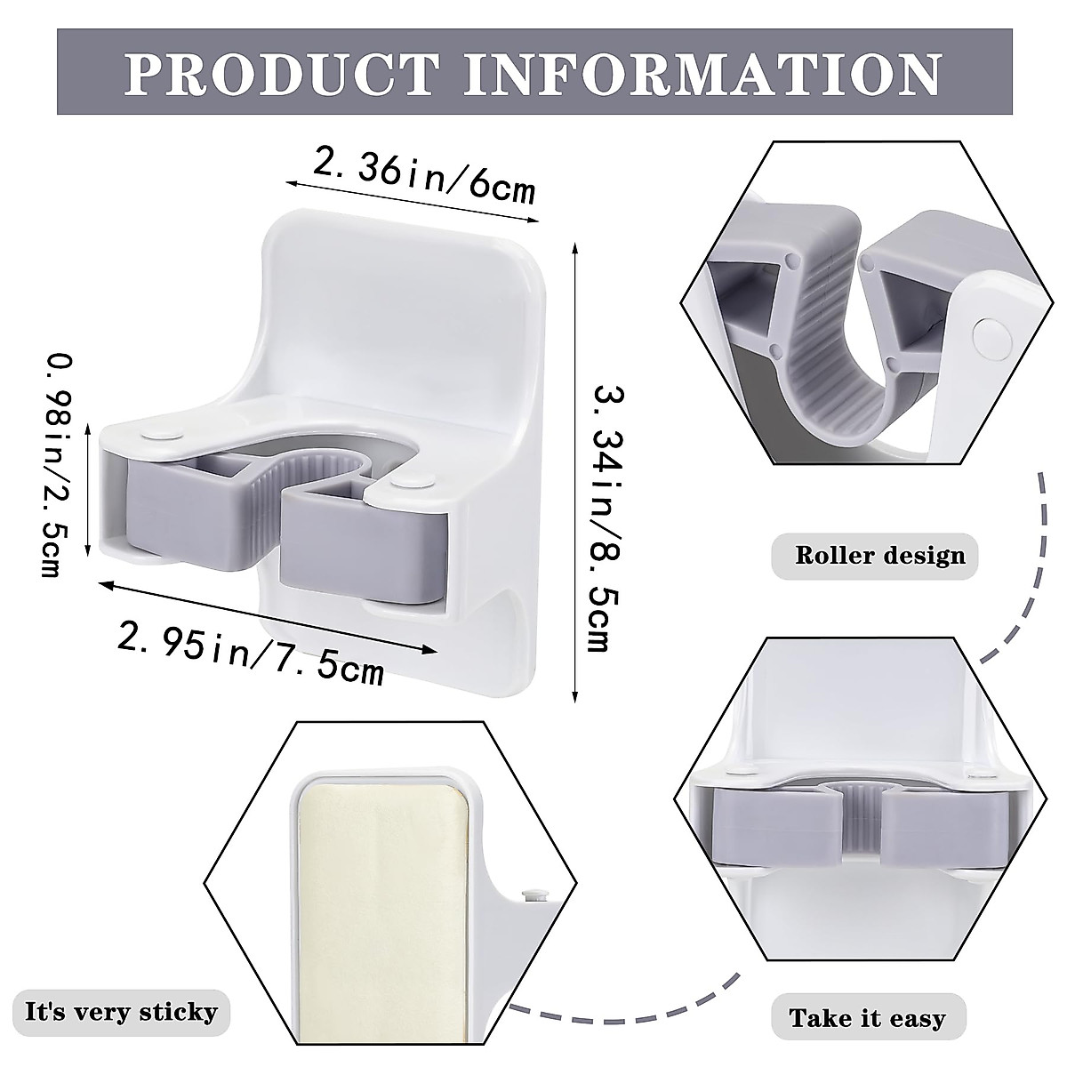 Thidawang Broom Holder Wall Mount Broom Hanger Wall Mount Laundry Room Organization Mop Holder Wall Mount Camper Must Haves Home Organization Broom and Mop Organizer Wall Hanging (White)